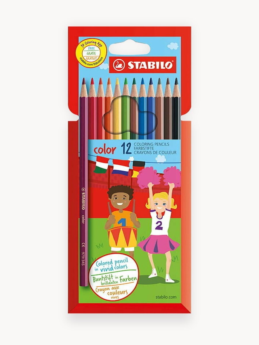 Карандаши цветные color 12 цветов, 10 базовых + 2 флуоресцентных