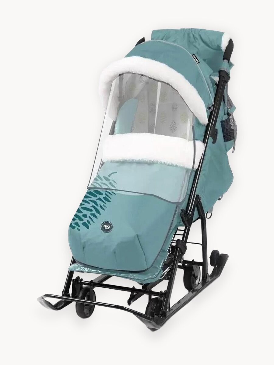 Санки-коляска комбинированная "Ника детям 7-5К" мятный с шишкой