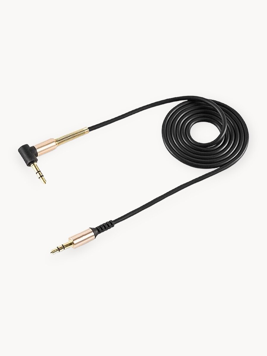 Кабель HOCO UPA02 угловой Jack-3.5mm на Jack-3.5mm AUX, 1 метр черный, для Автомобильной стереосистемы