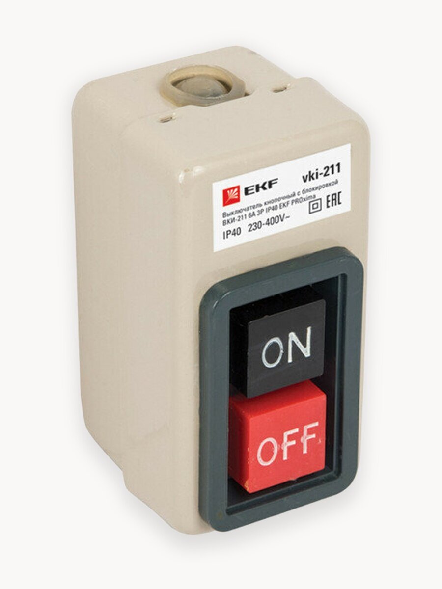 Выключатель кнопочный с блокировкой ВКИ-211 6А 3P IP40 EKF PROxima - 1 шт.