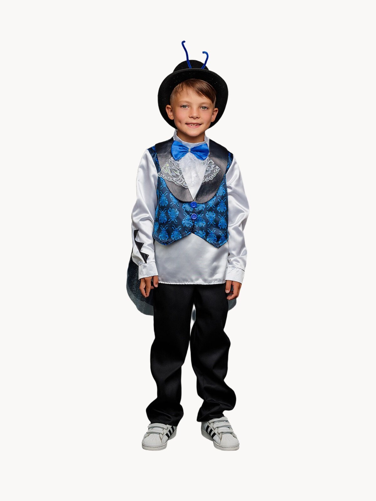 Карнавальный костюм детский "Жук" для мальчика на праздник с цилиндром