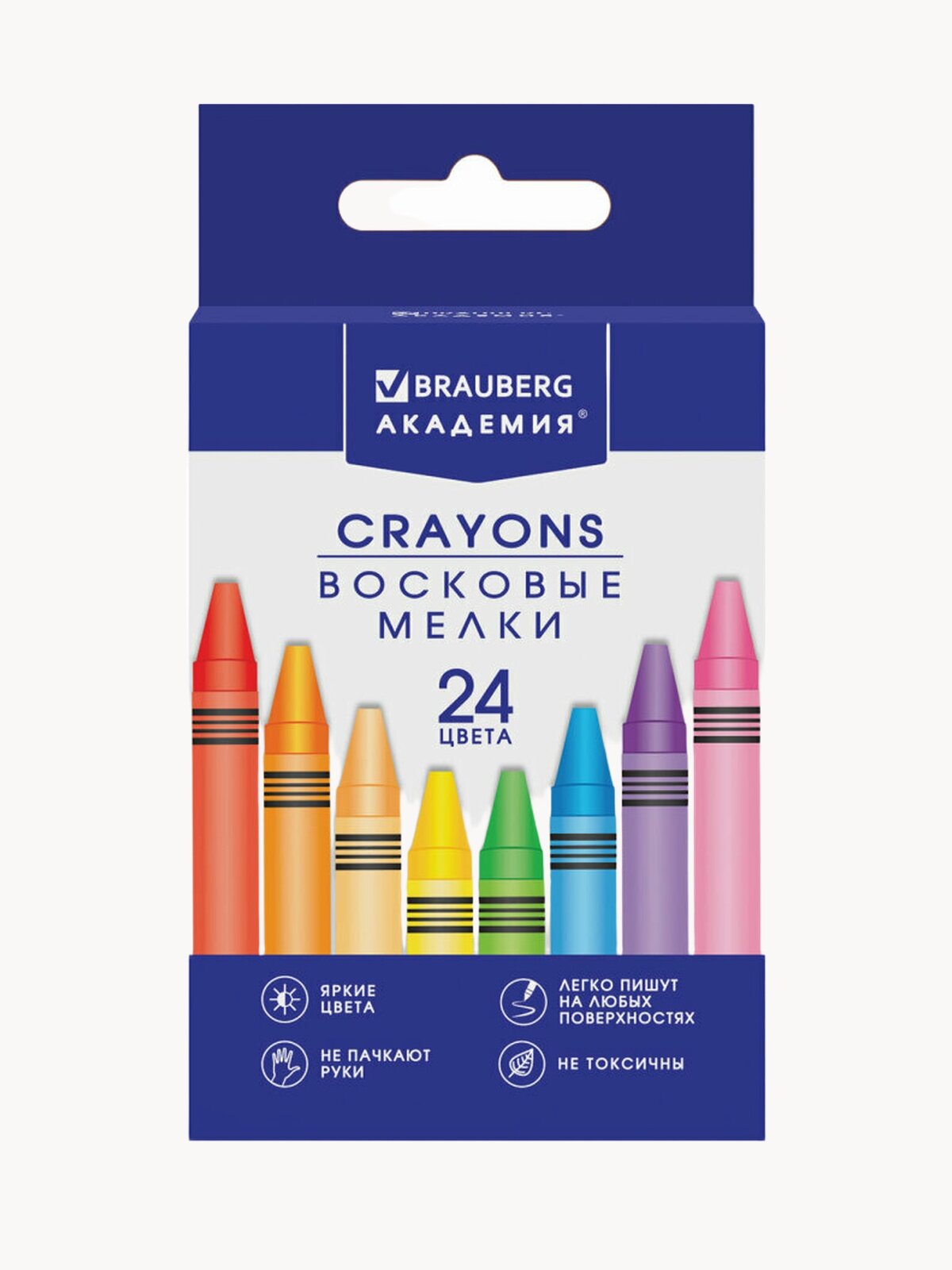 Восковые мелки для рисования Brauberg Академия, Набор 24 цвета, 227285