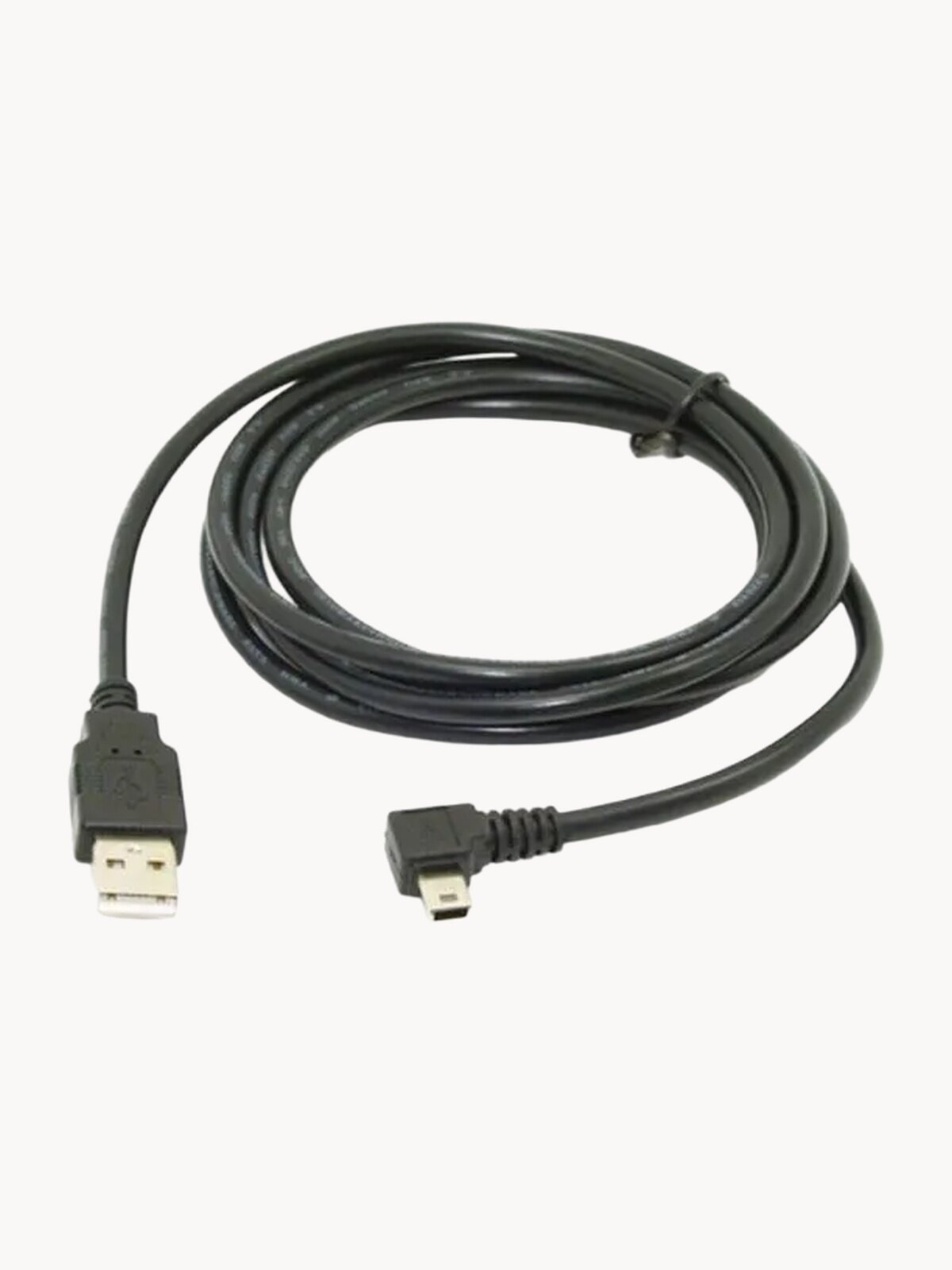 Кабель USB - mini USB (1.5 метра, 150 см) угловой для зарядки черный, левый угол, питание и передача данных, папа папа