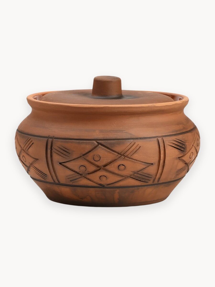 Жаровня Кунгурская керамика «Молочение», 3 л, керамика, коричневая