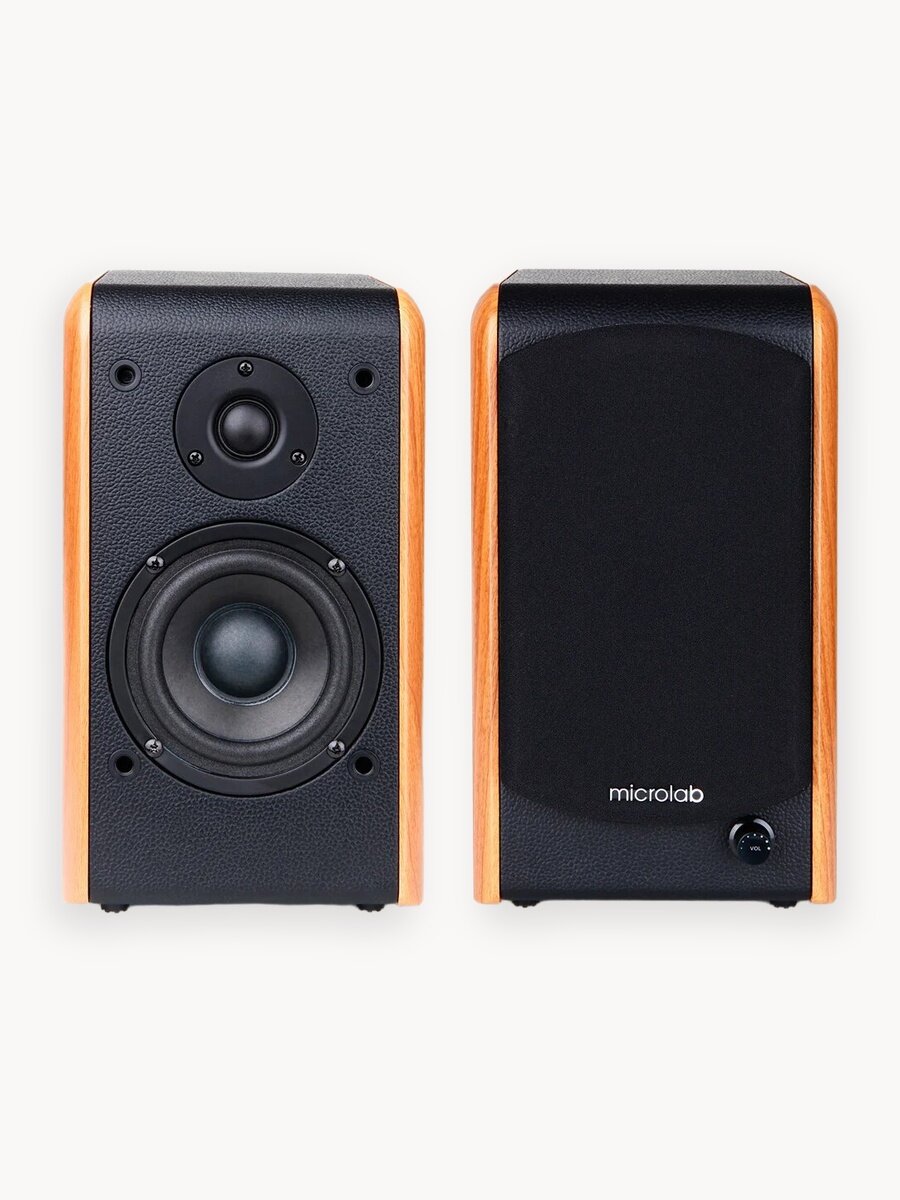 Компьютерные колонки Microlab B77BT black/wood, полочная акустика 2.0 с bluetooth