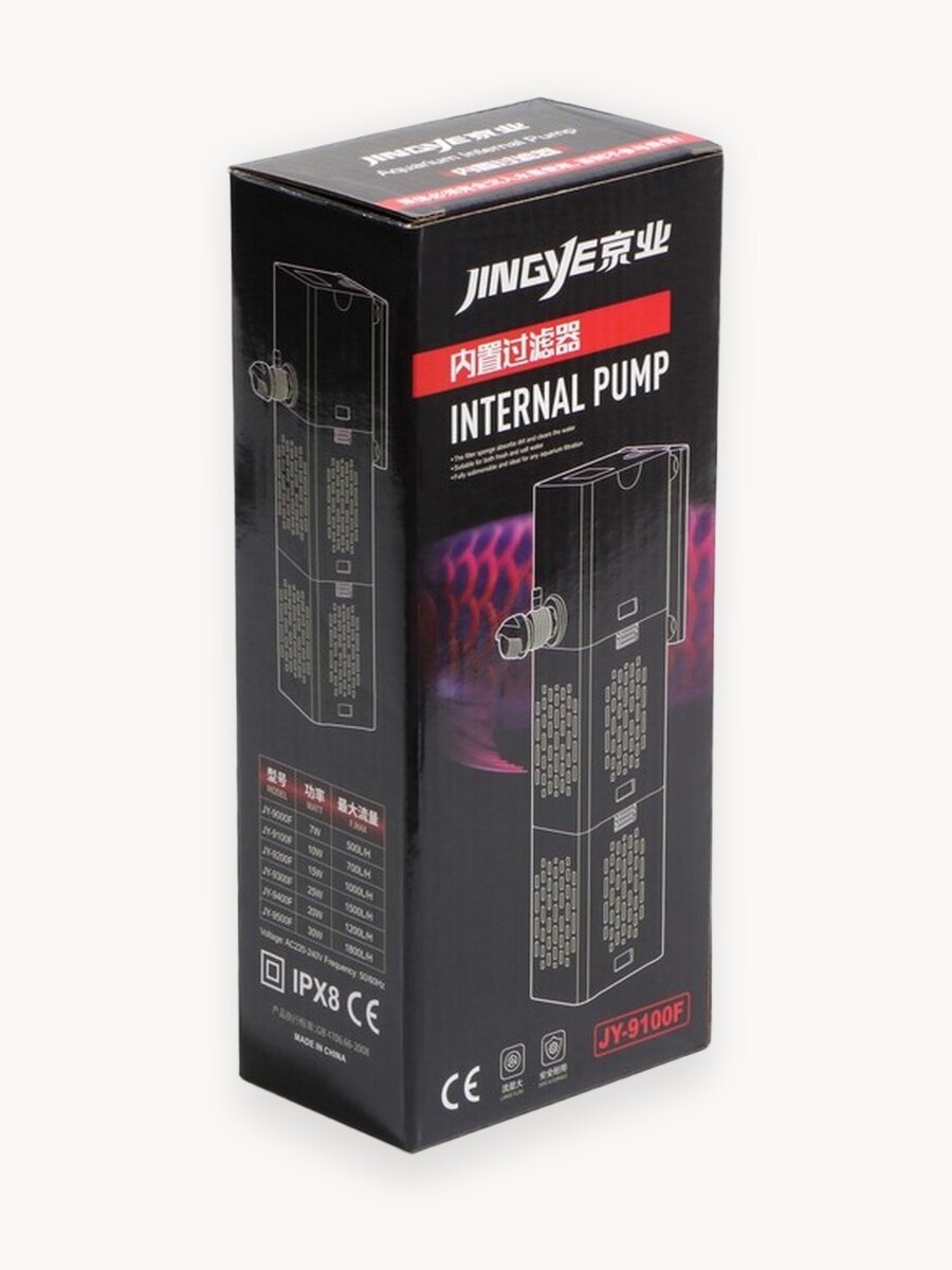 Фильтр внутренний JINGYE JY-9100F High-end, бесшумный, двухсекционный, 700 л/ч, 10 Вт