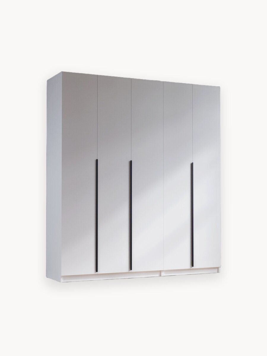 Шкаф для одежды распашной с ручками, распашной, 200 см, 5 дверей, ЛДСП, белый