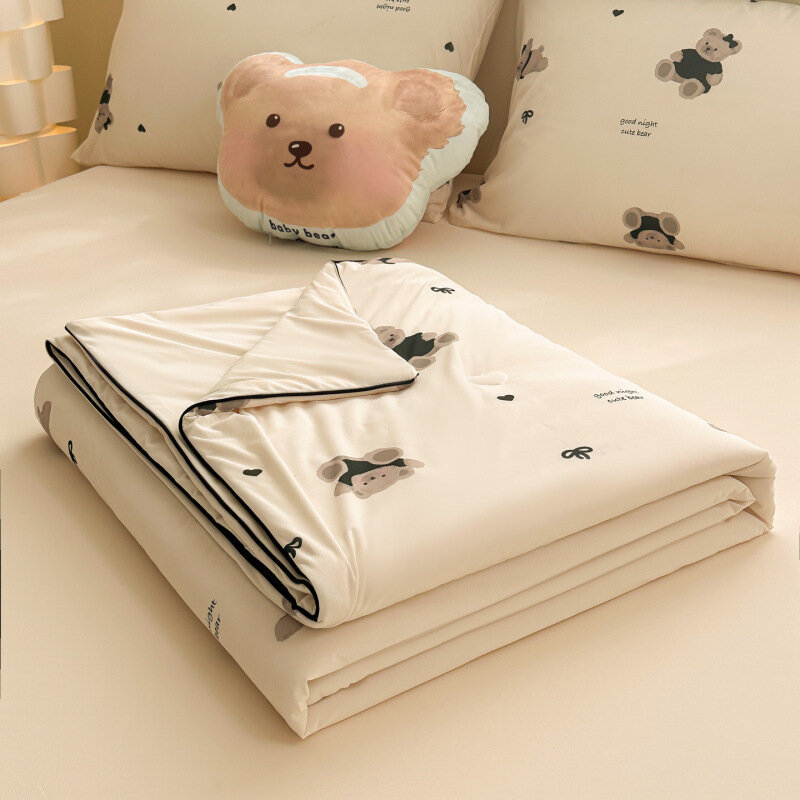 Летнее одеяло Taddy Bear Медведь в черном из охлаждающего шелка 200x230 см