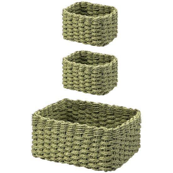 Набор корзин для хранения EL Casa 3 шт, плетеные, 28х22 см, 18х14 см, зеленый (240641)