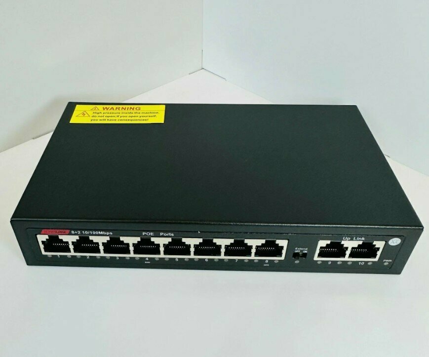 Коммутатор PoE Guardian Dragon RU-1010GA, 8 портов 100 Мбит/с PoE + 2 порта100 Мбит/с RJ45
