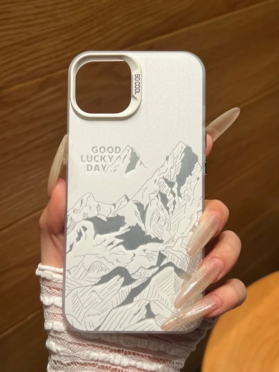 Чехол О'кейси, для iPhone 13 и iPhone 14, принт, защита камеры, белый/серый