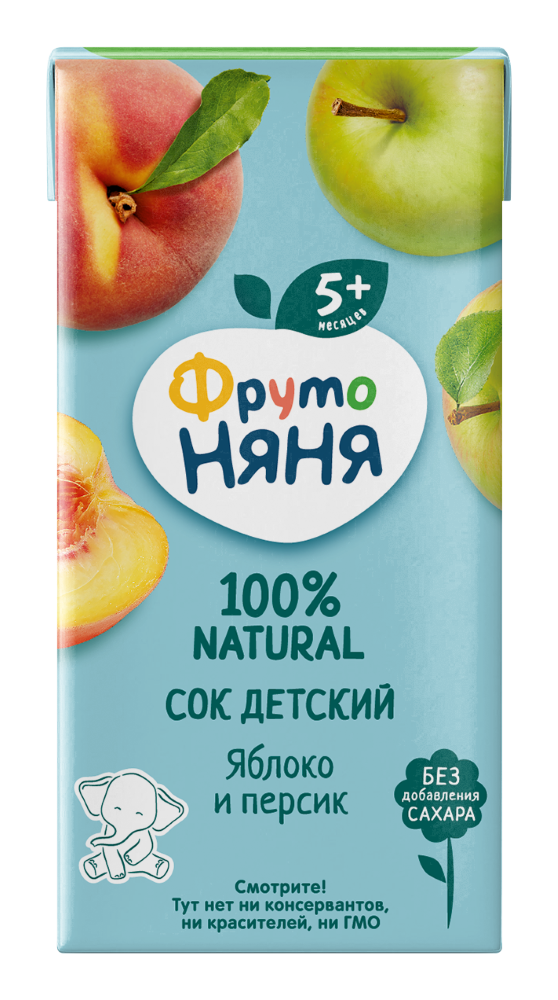 Фрутоняня сок из яблок и персиков неосветленный 200 мл