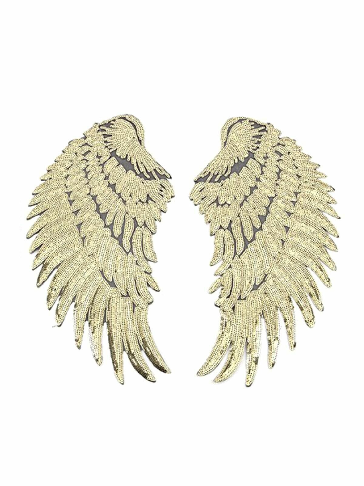 Нашивки Крылья с Блестками для Косплея и Одежды, Золото - M