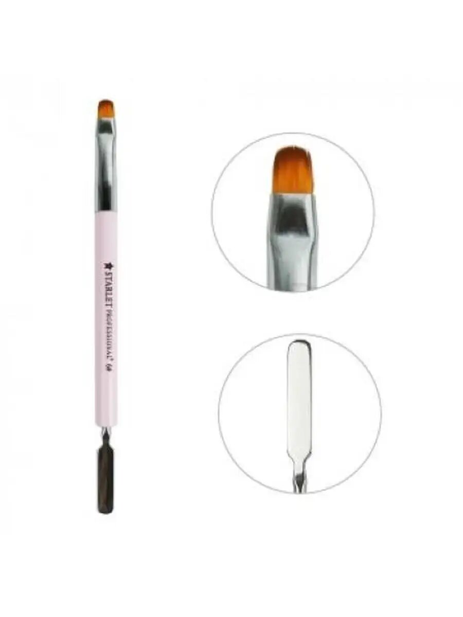 Кисть для полигеля "овал" №8 (белая с шпателем)