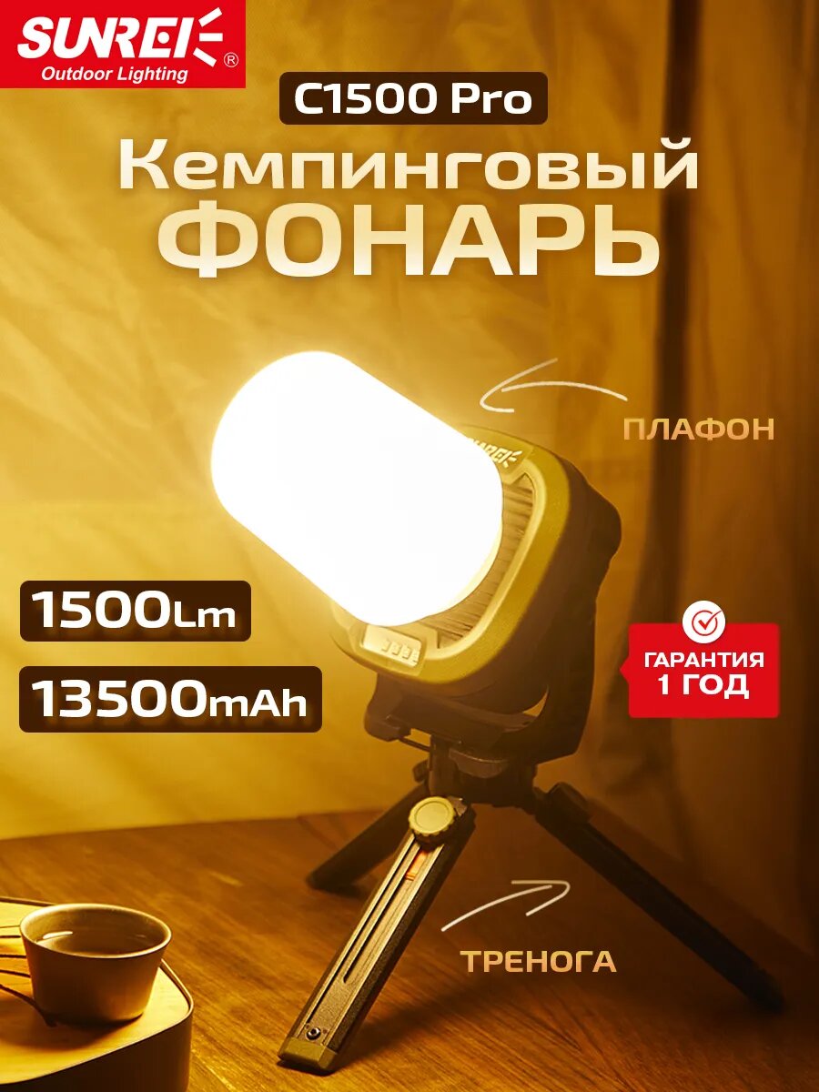 Фонарь аккумуляторный кемпинговый, светодиодный прожектор