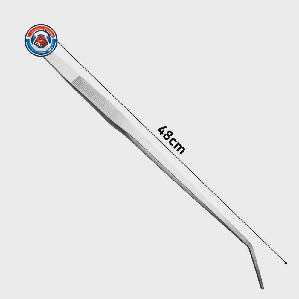 Длинный пинцет для аквариума и террариума 48 см, прямой и изогнутый, из нержавеющей стали 304, аквариумные аксессуары для ухода за растениями и грунтом