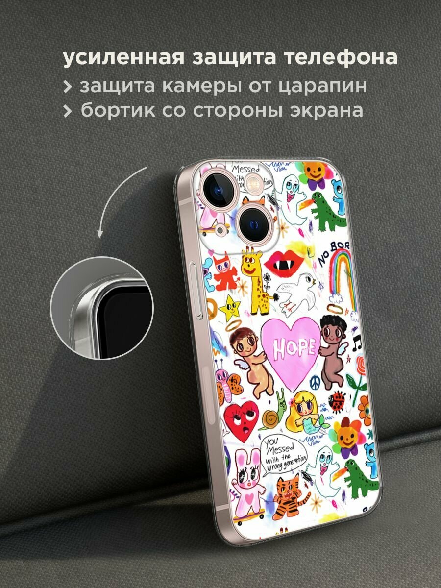 Чехол на Apple iPhone 13 mini / Айфон 13 мини с принтом "Милые рисунки" — фото 1