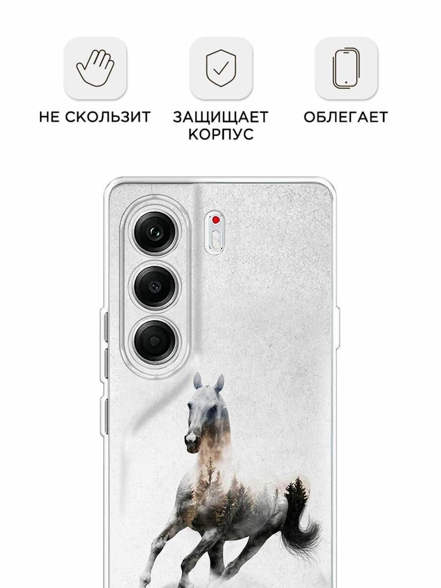 Чехол на Tecno Camon 40 Pro / Текно Камон 40 Про с принтом "Лошадь лес" — фото 1