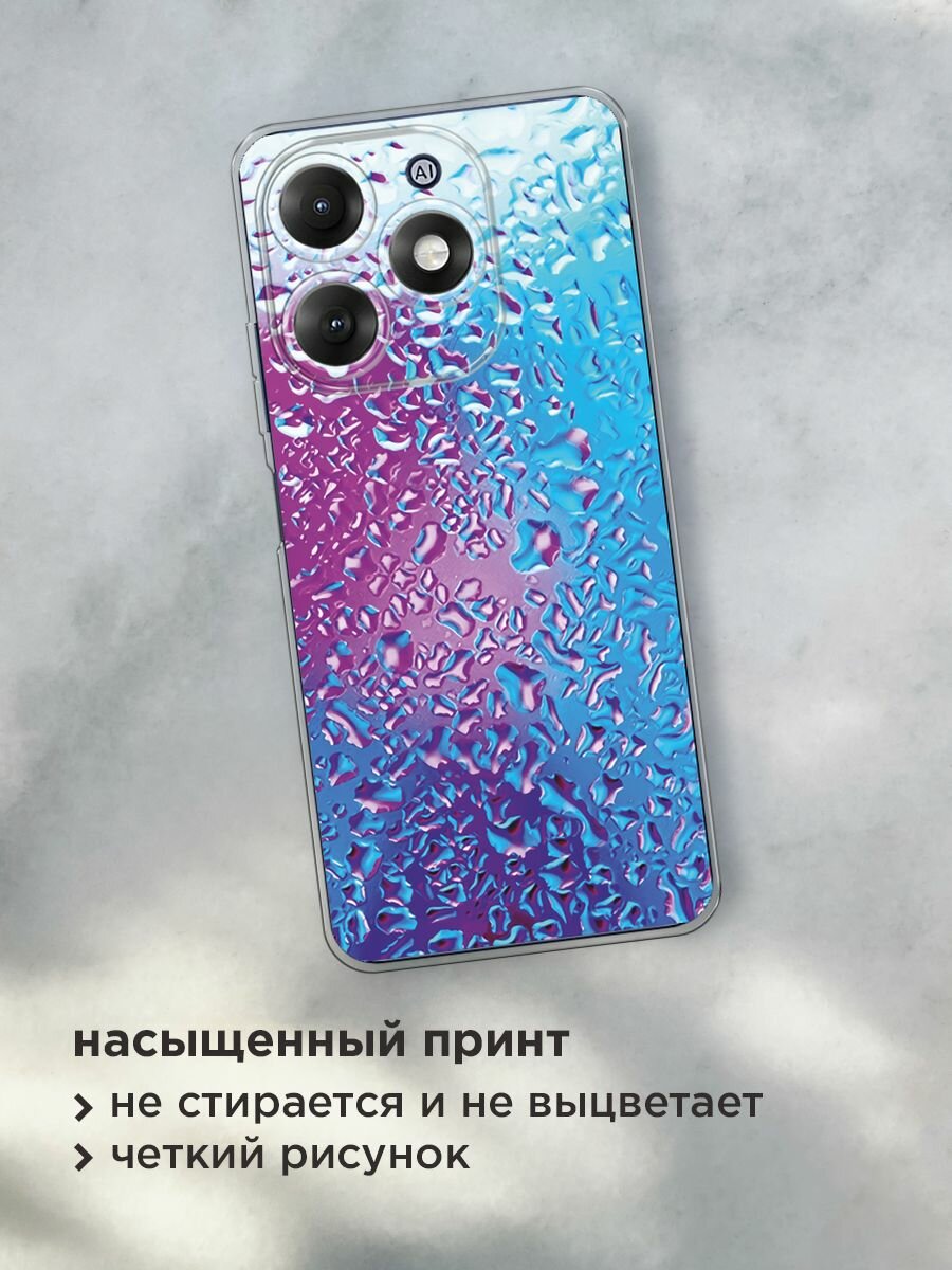 Силиконовый чехол на Itel A70 / Ител А70 с принтом "Капли на стекле" — фото 1