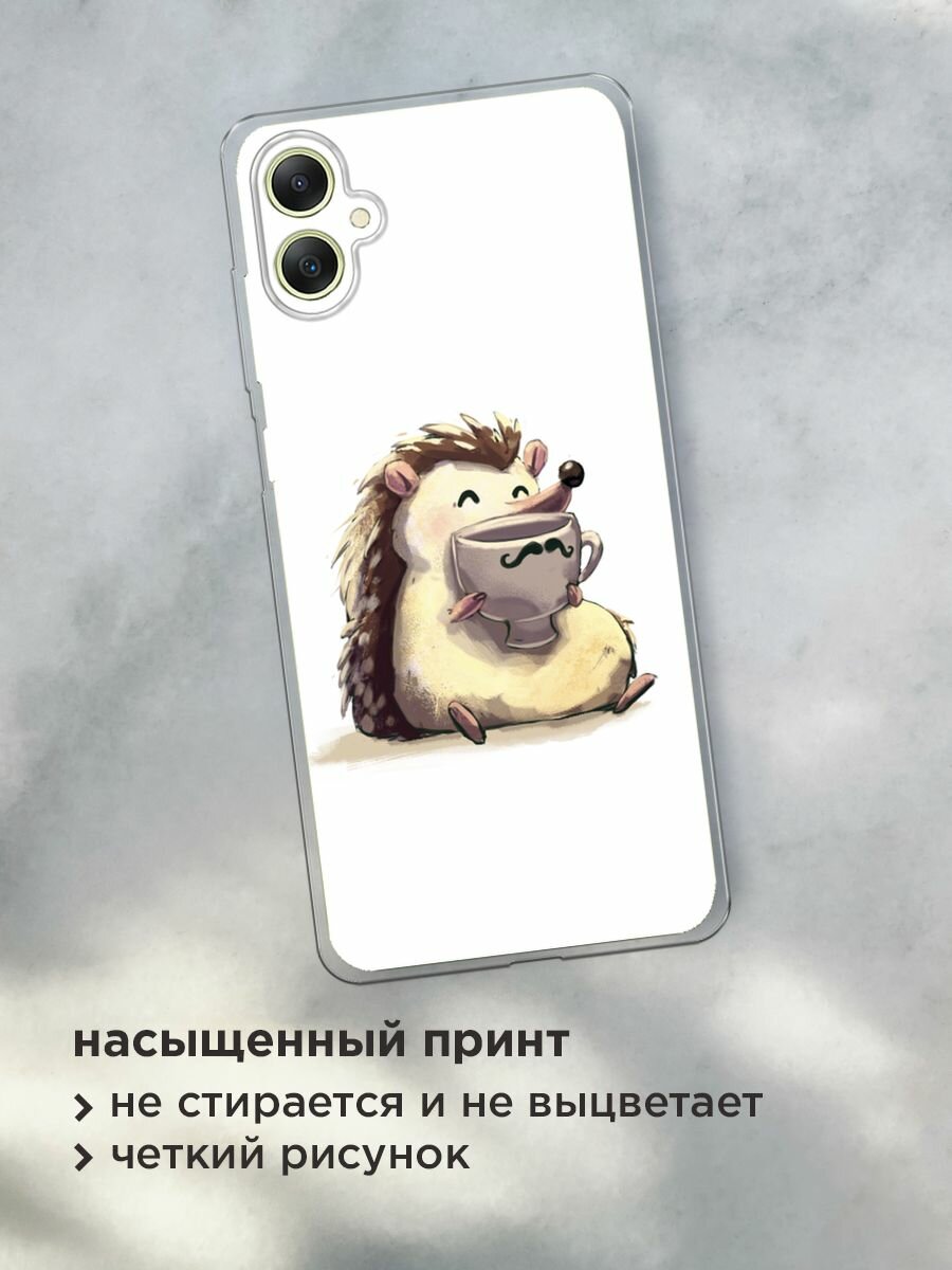 Чехол на Samsung Galaxy A06 / Самсунг Галакси А06 с принтом "Еж кофеман" — фото 1