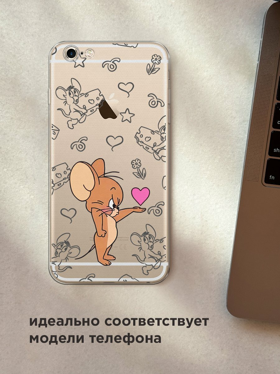 Чехол на Apple iPhone 6 Plus/6S Plus / Айфон 6 Плюс/Айфон 6С Плюс с принтом "Джерри и сердце 2", прозрачный — фото 1