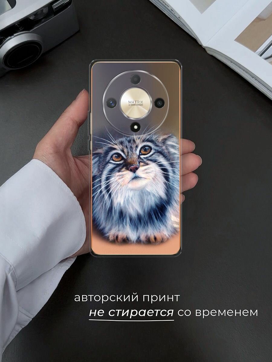 Силиконовый чехол на Honor X9b / Хонор X9B с принтом "Кот манул 2" — фото 1
