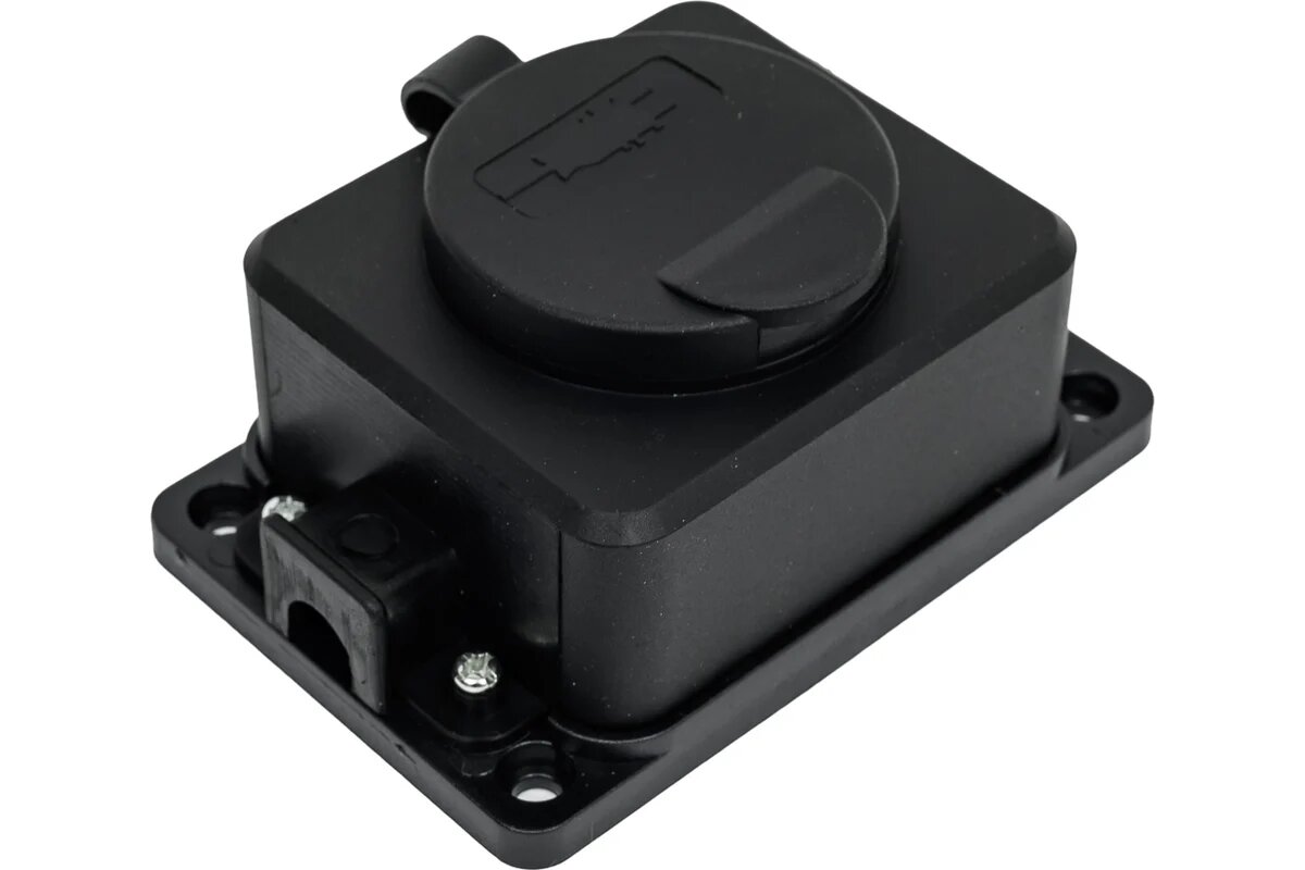 Monolit колодка каучуковая с заземлением, 1 розетка, 16А, IP54, чёрная 1183