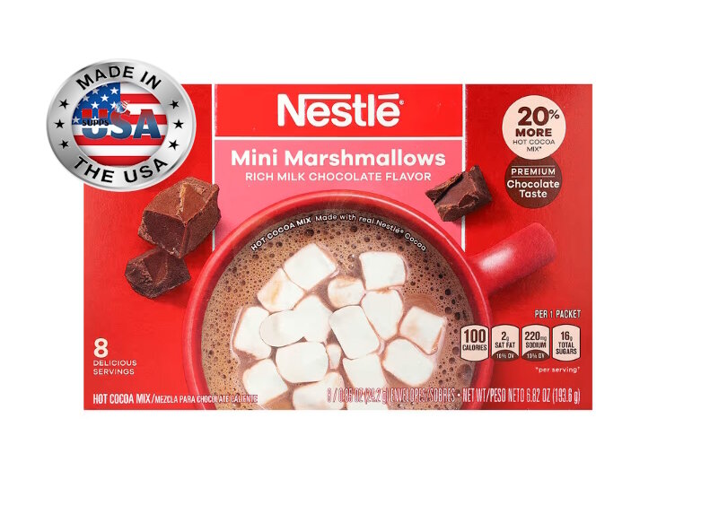 Nestle Hot Cocoa Mix Мини-зефир насыщенный молочный шоколад 8 пакетиков, 24,2 г
