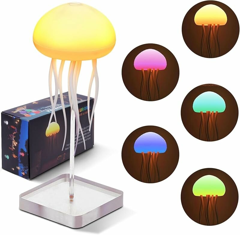 Светильник-медуза LED с RGB-подсветкой, голосовым управлением и танцующими щупальцами, для детской и гостиной (белый, подвесной).