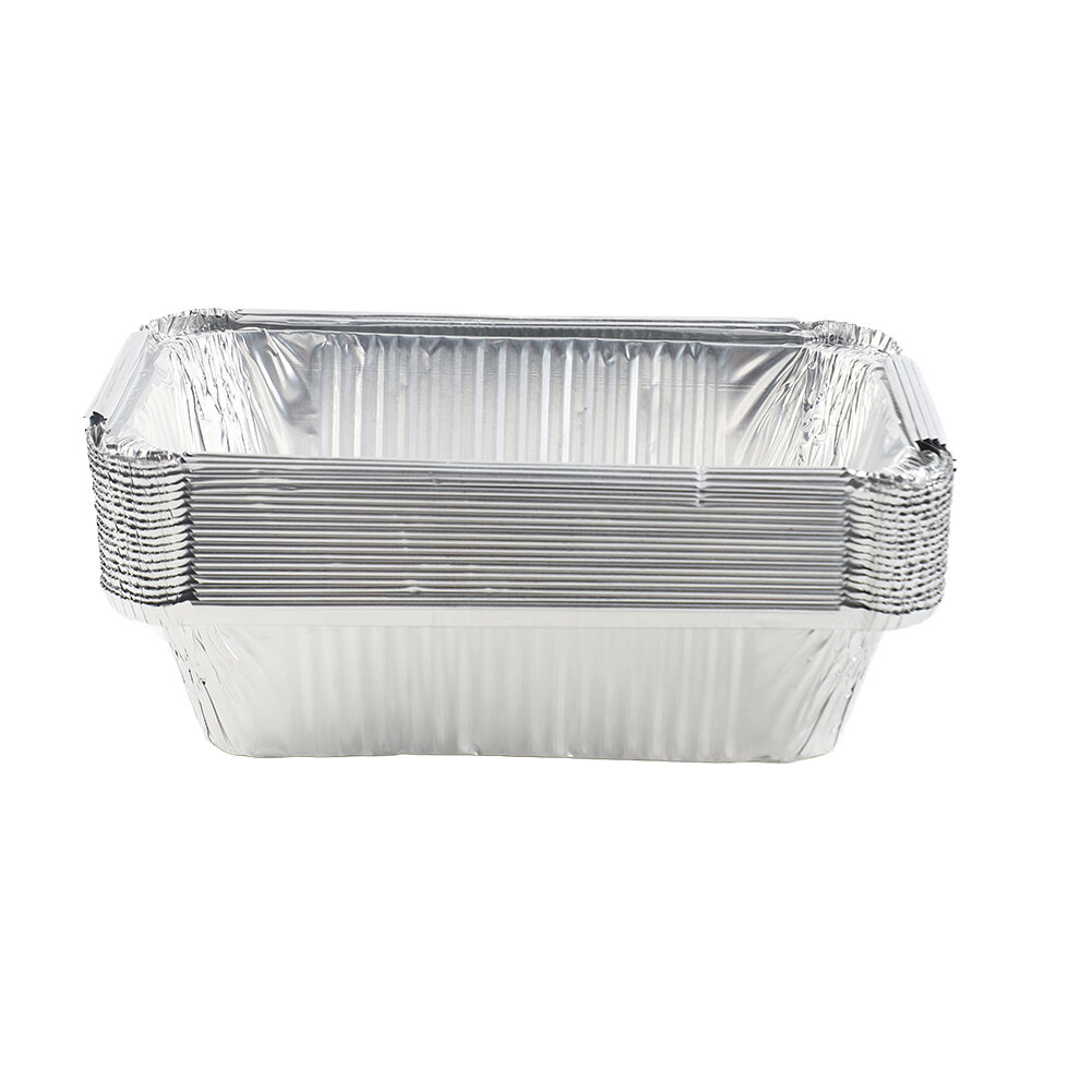 20Pcs 670ml Barbecue Plate Rectangular Aluminum Foil Baking Boxes Roasting Grill Tin Tray for Kitchen Outdoor Supplies