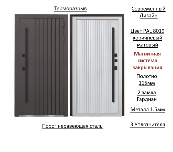 Входная дверь Крона 960х2050 правая Терморазрыв коричневая