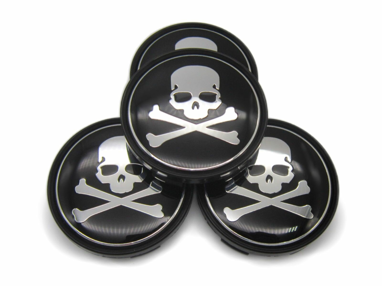 Колпачки заглушки на литые диски Череп 59/56/10 мм, комплект 4 шт.