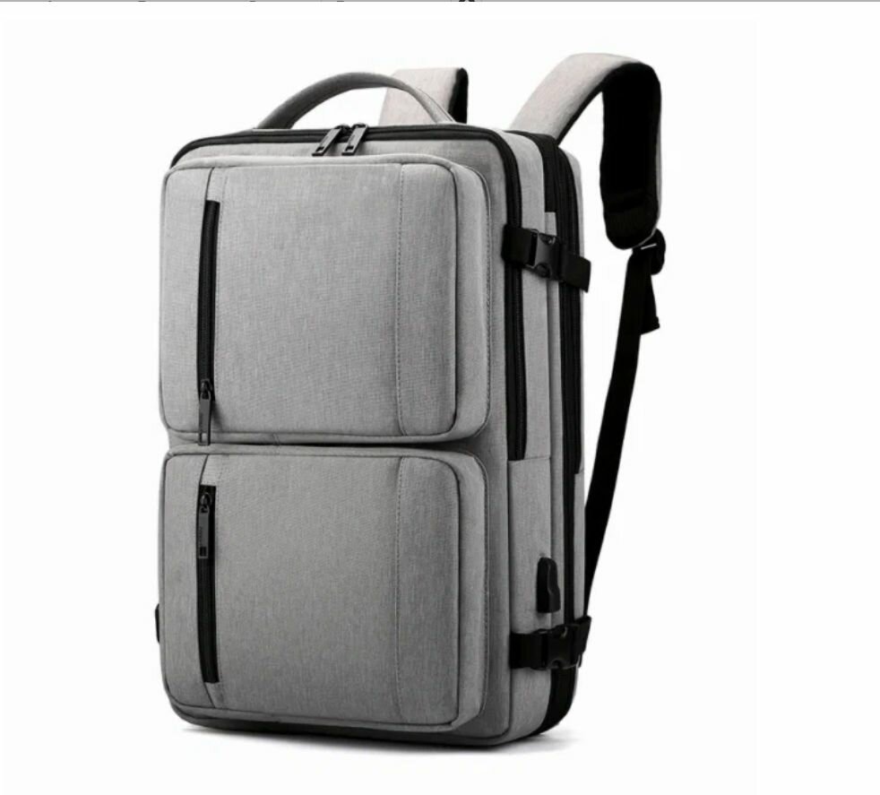 Рюкзак-сумка MyPads M63-012 из непромокаемой ткани для ноутбуков 17/17.3/18 дюймов с расширением, серого цвета