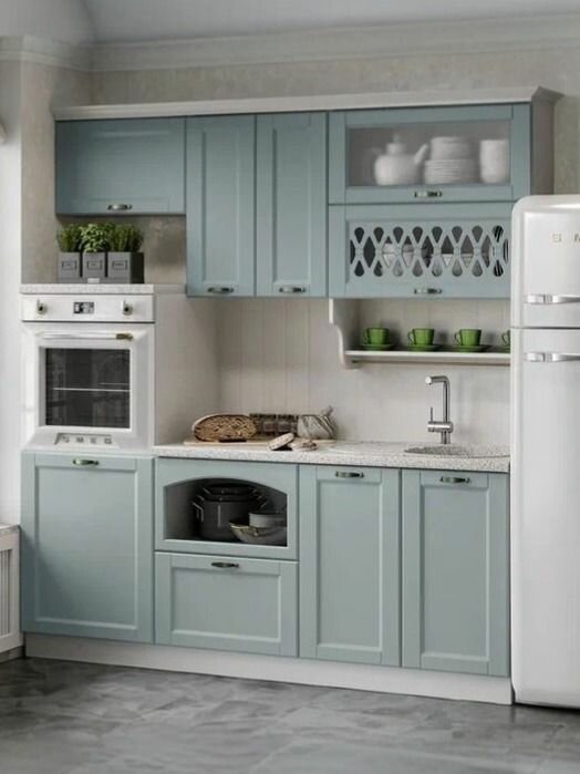 Кухонный гарнитур Милано МДФ 2м шарли бриз/белый со столешницей компоновка №3 МИФ