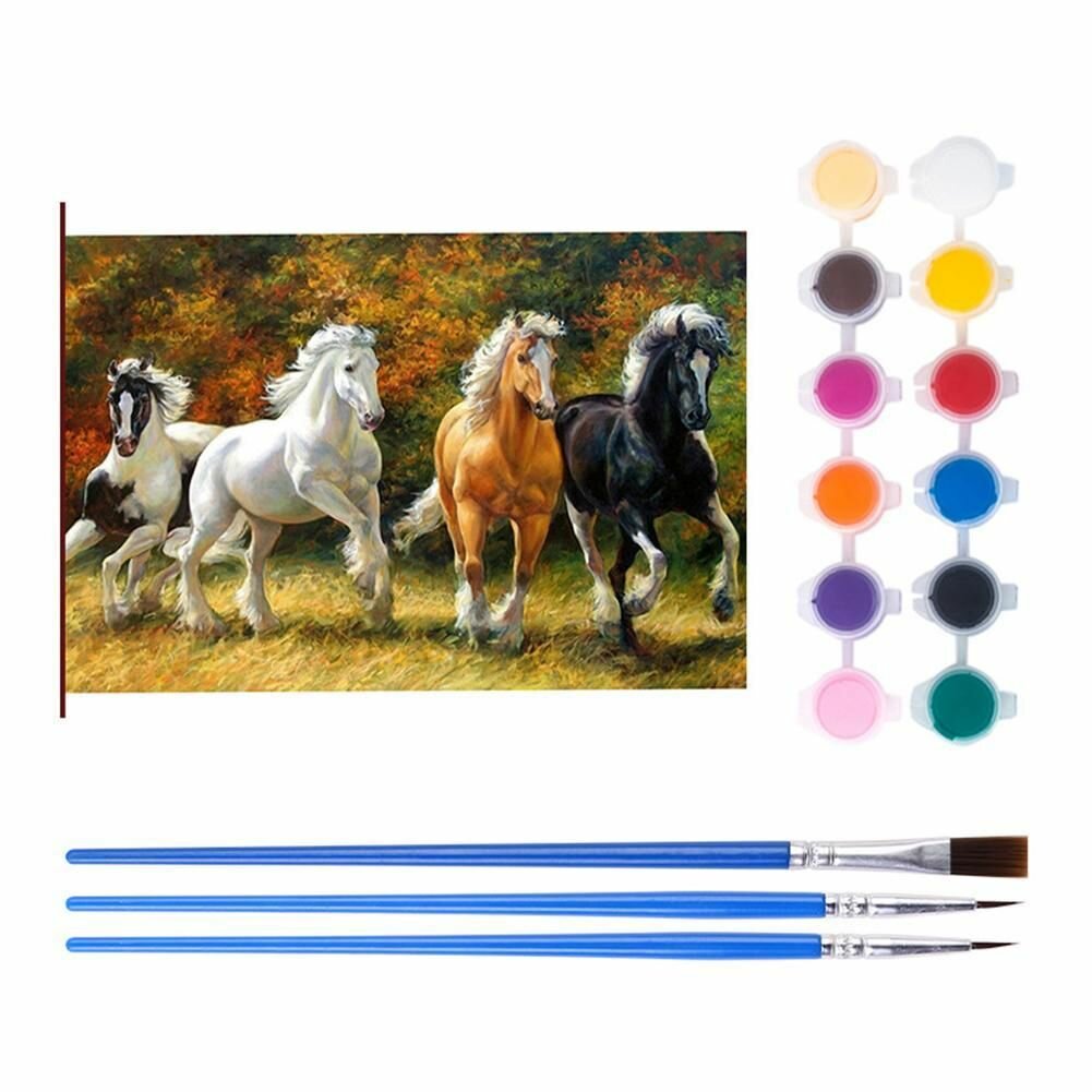 Картина по номерам на холсте с подрамником 30X40 "Табун лошадей"
