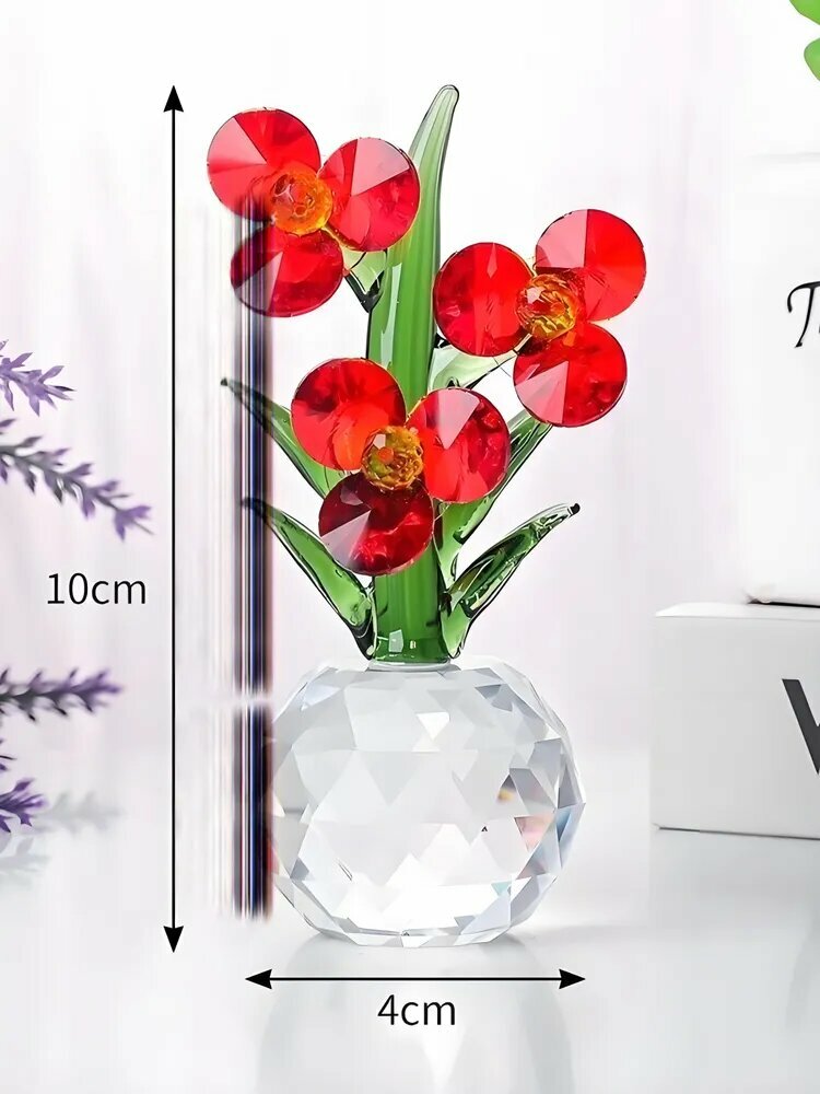 Статуэтка "Хрустальная орхидея", хрустальная, 1 шт, 10x4 см.