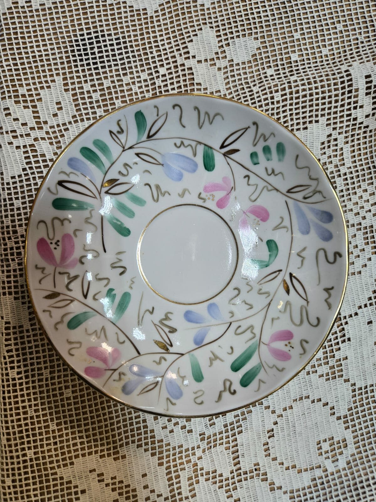 Блюдце чайное Душистый горошек винтажное советское, фарфор, ЛФЗ СССР