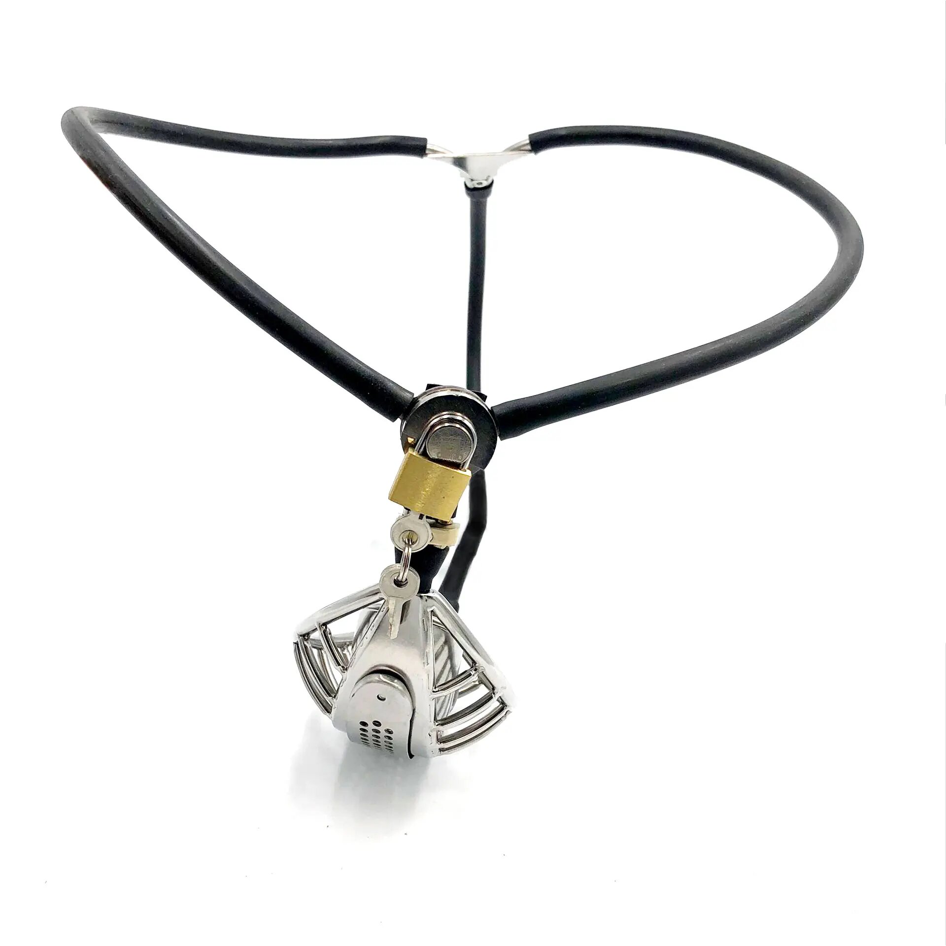 Мужской Пояс верности из нержавеющей стали, блокируемые антиобманывающие With Hole, Black 90-120cm