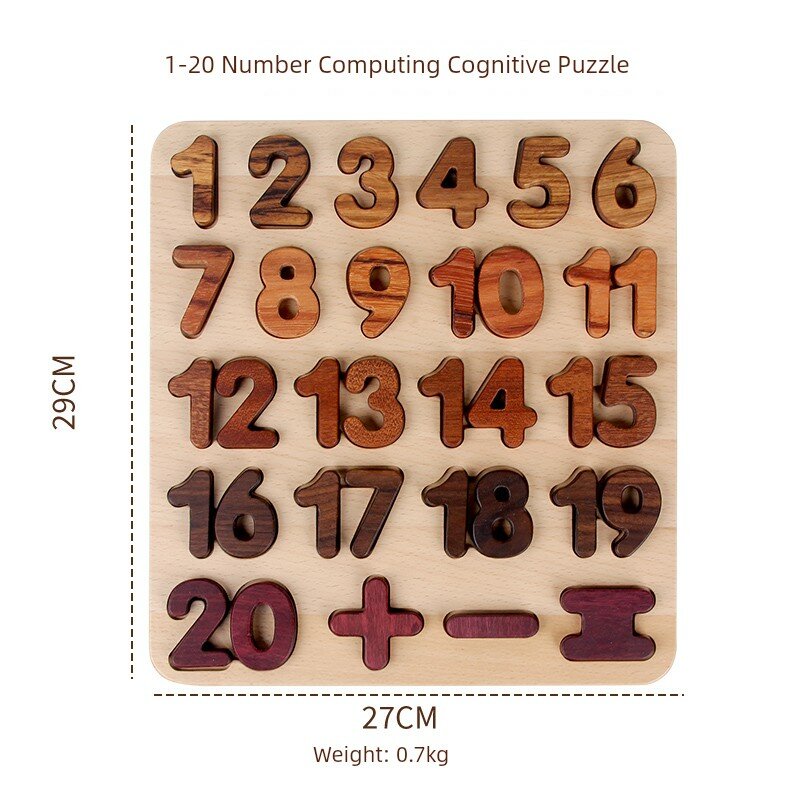 Набор числовых пазлов Монтессори 1-20 цифр, премиальная древесина, обучающая игрушка для дошкольников