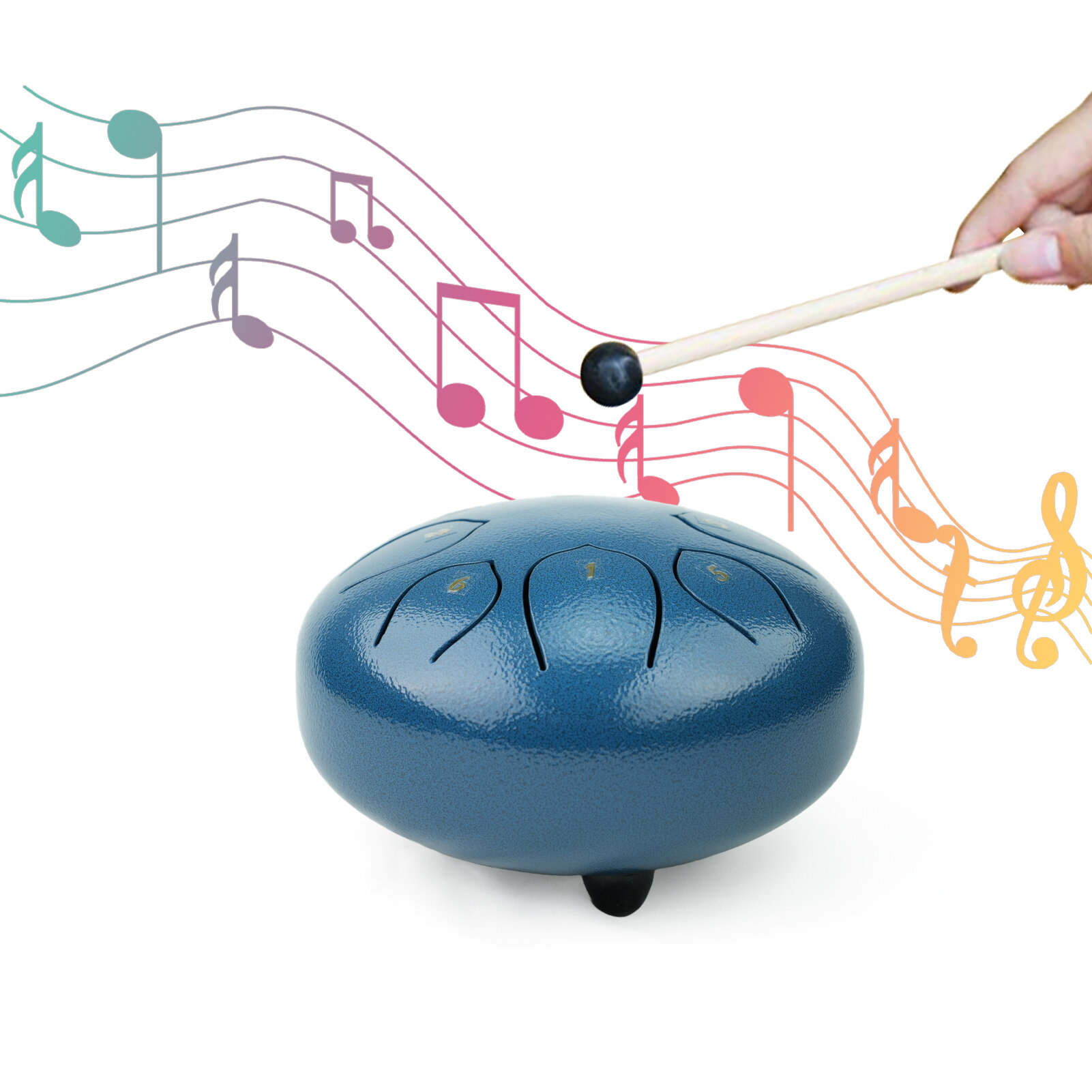 6-дюймовая стальная язычковая барабан 8 нот дождевальная барабан портативный ударный инструмент с молотками для медитации йоги новичков специалистов семьи друзей подарок на Рождество стальная ручная барабан Розовый Синий Зеленый Черный Тёмно-синий 15см