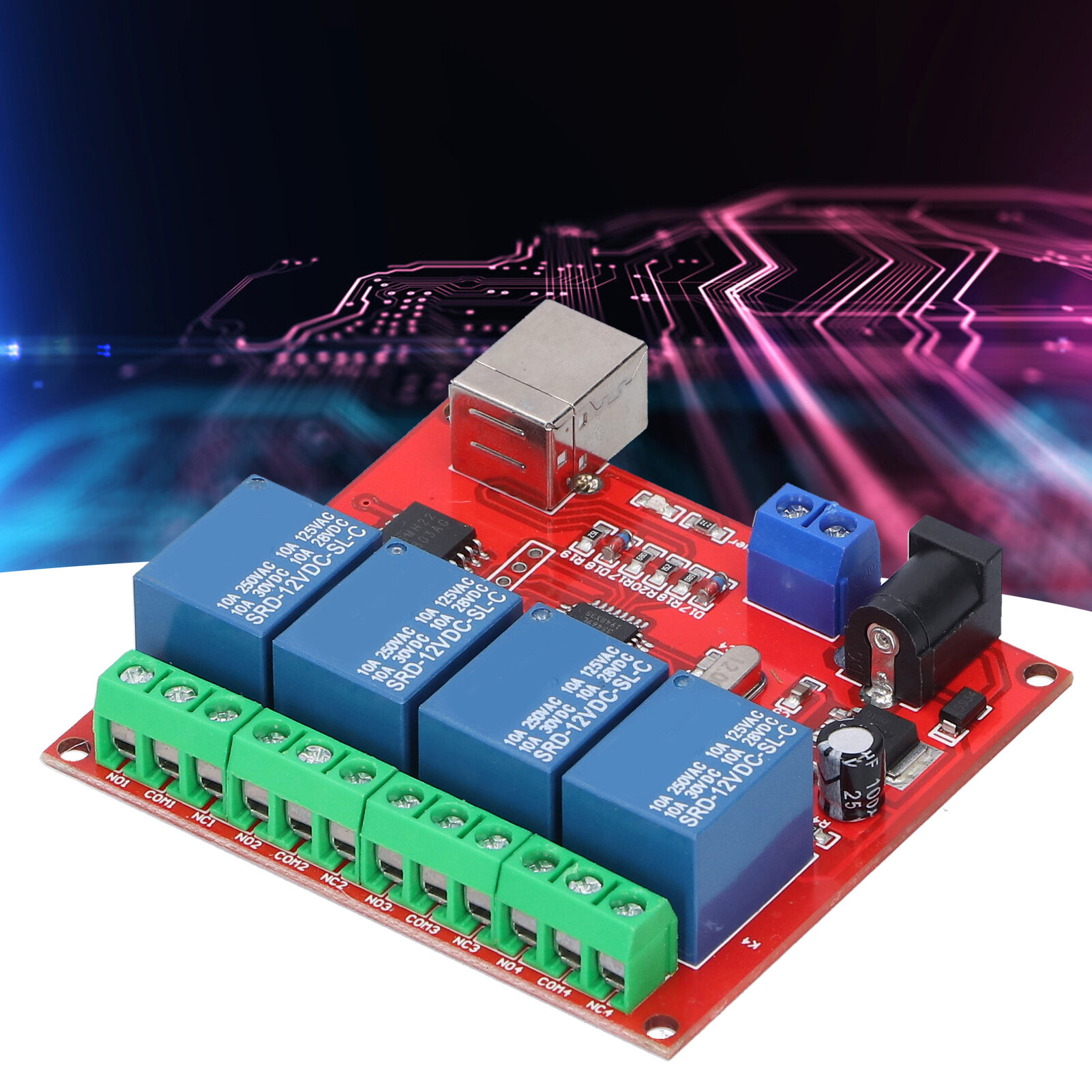 4 Channel Relay Module DriveFree PC Intelligent Switch Controller PCB Board DC 12V — фото 1