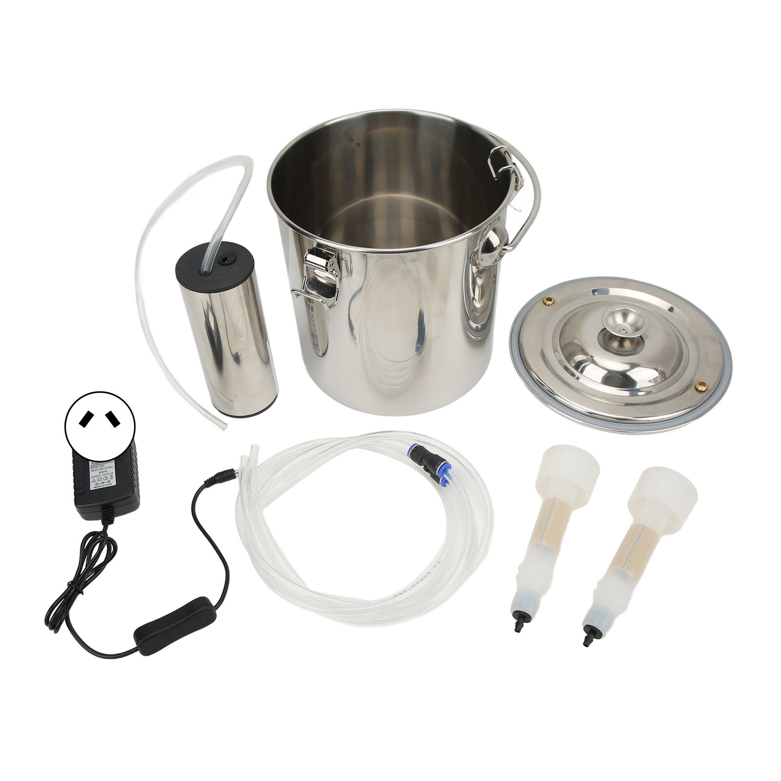 Доильный аппарат для коз объемом 7 л с ведром из нержавеющей стали 304 для крупного рогатого скота и овец, с вилкой 100–240 В