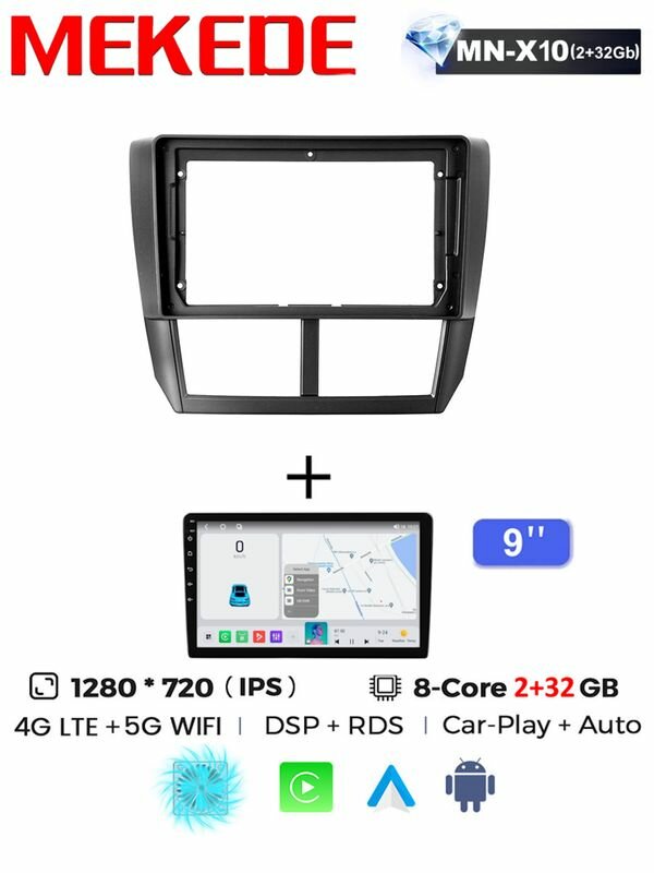 Магнитола 9" Mekede MN X10 Pro 2/32 Gb Subaru Forester 3 SH 2007-2013 Subaru Impreza GH GE 2007-2011 carplay