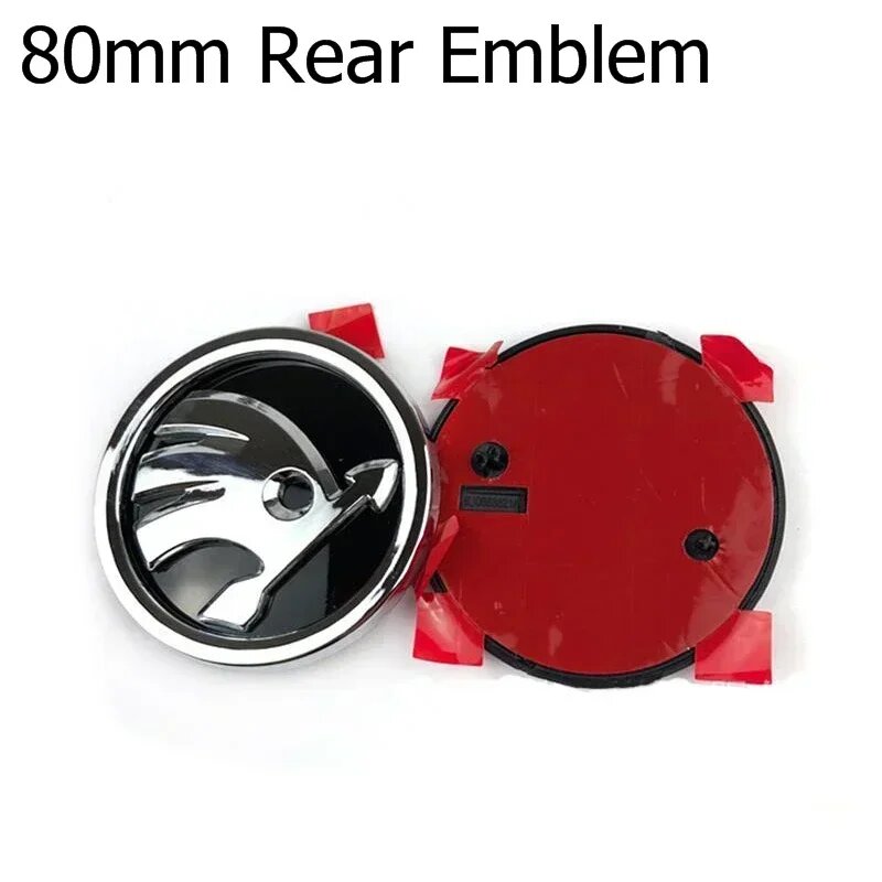 Логотип ABS 80/90 мм для Skoda Superb Fabia 2 Octavia Laura RS Rapid Yeti Karoq Kodiaq, наклейка на значок на переднюю часть и заднюю часть багажника автомобиля E 80mm Rear