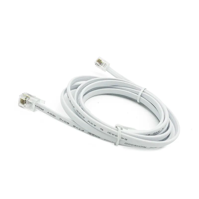 Кабель RJ9 10/20/30 м, разъем 4P4C, 4-жильный плоский телефонный кабель, сигнальный провод RJ11, линия трубки белого цвета