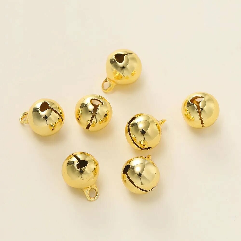 Бубенчики, металлические, для декора и творчества, размер 7.5-8 мм, 5 шт, цвет 18k-золотистый