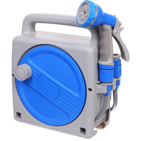 Катушка со шлангом КНР "Grower" 1/2" с адаптерами, 10 м серо-синяя