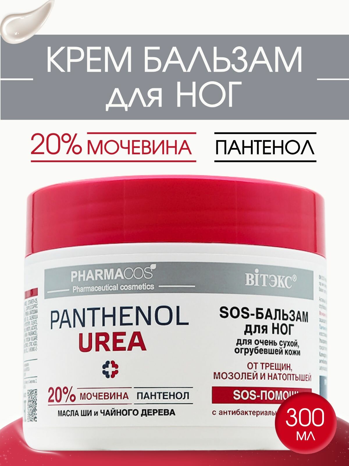 Крем для ног с мочевиной 20% SOS бальзам PANTHENOL UREA