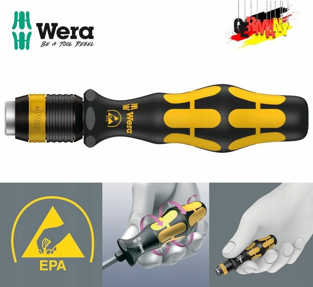 Держатель насадок ручной ESD Wera Kraftform 813 R WE-051273 1/4" без магнита