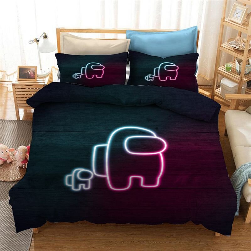 Подушка чехол among quilt us print одеяло 2/3шт комплект постельного белья 3д неон евро двойной 200x200см